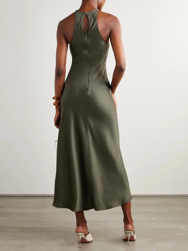 BLAZÉ MILANO Skyros Satin Midi Dress - Green