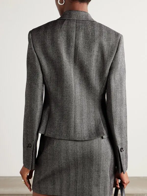 FERRAGAMO Herringbone Wool-blend Blazer