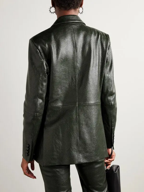 BLAZÉ MILANO Emera Snake-effect Leather Blazer - Green