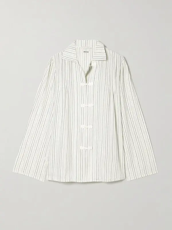 BODE Electric Appliquéd Striped Cotton-flannel Blouse