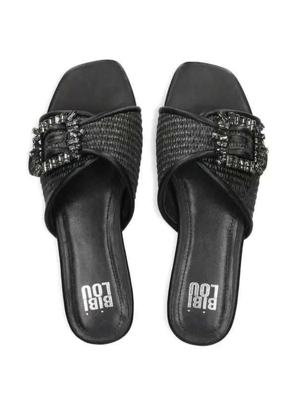 BIBI LOU Woven Buckle Embellished Sandals - Black