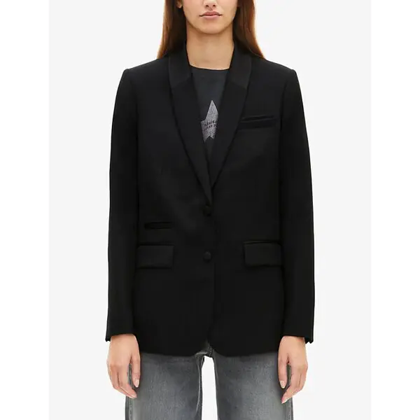 The Kooples Single-breasted Satin Suit Jacket