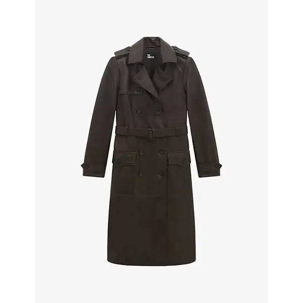 The Kooples Double-breasted Leather Trench Coat
