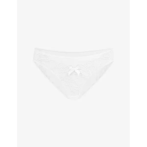Agent Provocateur Nelle Embroidered Mesh Briefs - White