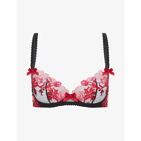 Agent Provocateur Callypso Floral-embroidered Underwired Mesh Bra - Black/multi