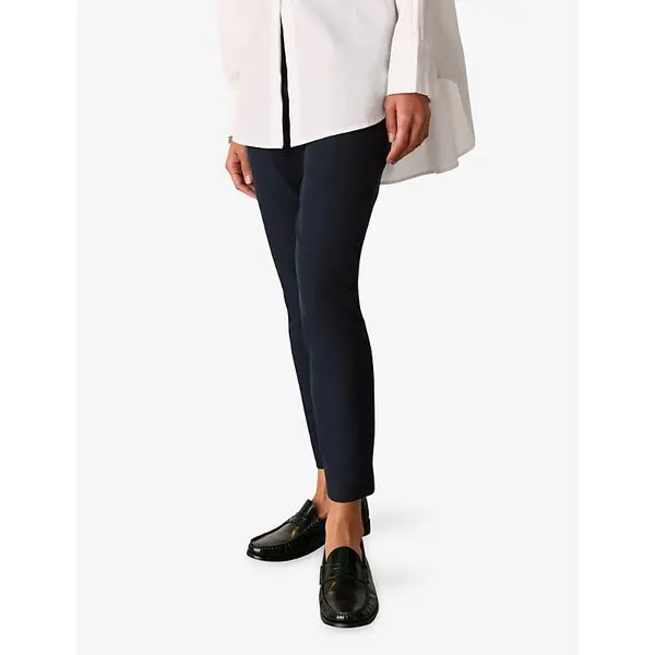 Whistles Super Stretch Skinny-fit Stretch-cotton Trousers - Navy