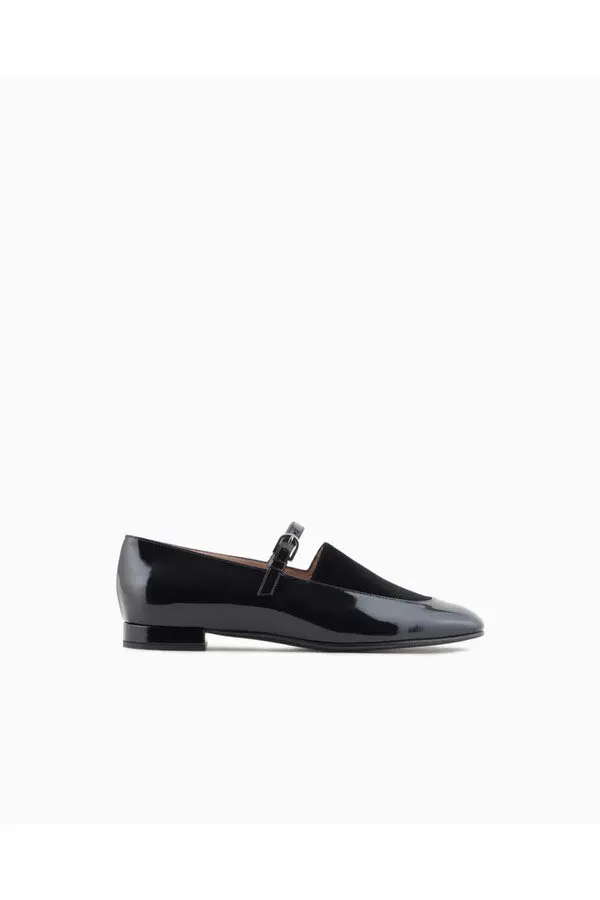 Emporio Armani Patent Leather Mary Jane Ballerinas - Black