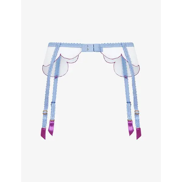 Agent Provocateur Lorna Bow-embellished Mesh Suspender Belt