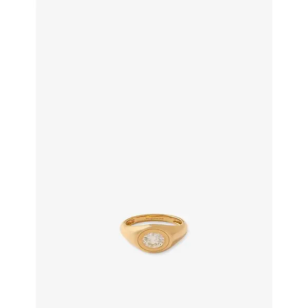 LA MAISON COUTURE Skydiamond Crescent 18ct Yellow And Lab-grown Diamond Signet Ring - Gold