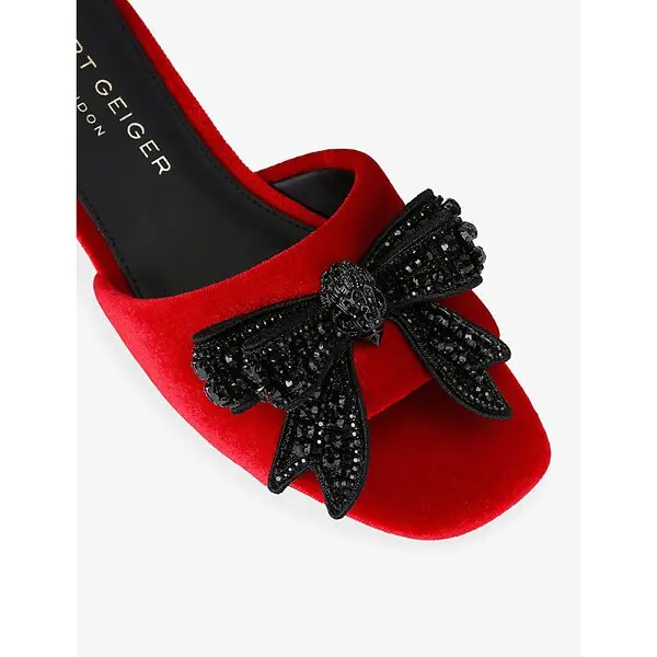 Kurt Geiger Kensington Bow Velvet Sandals