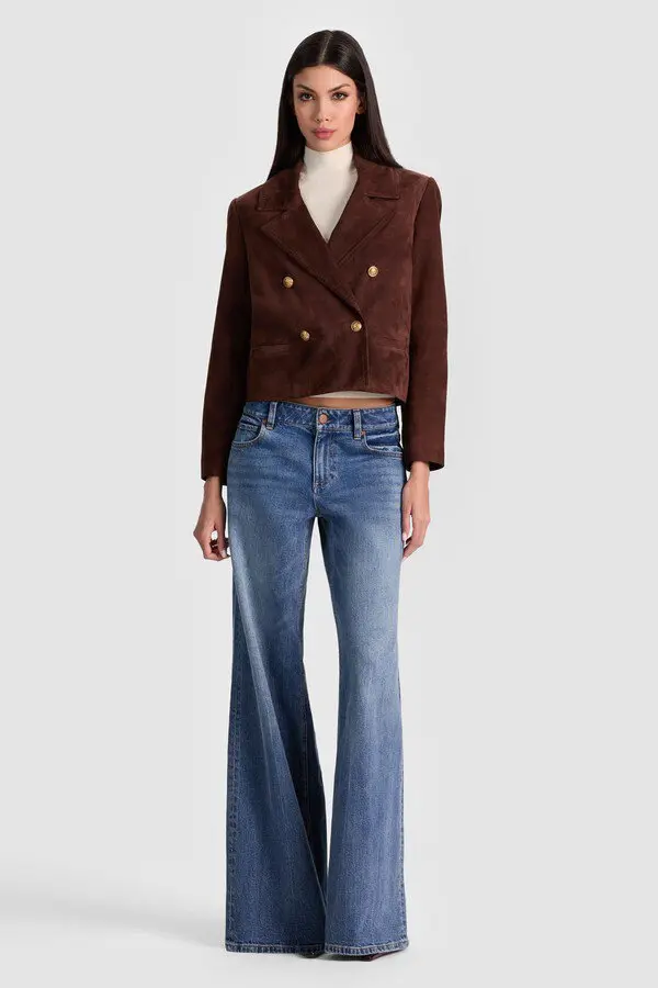 Alice + Olivia Avery Suede Double Breasted Blazer