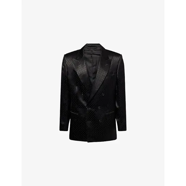 TOM FORD Jacquard Double-breasted Silk-blend Jacket - Black