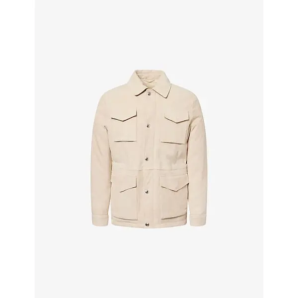 Eleventy Flap-pocket Long-sleeve Suede Safari Jacket