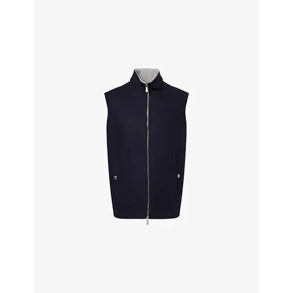 Eleventy Stand-collar Sleeveless Wool Gilet