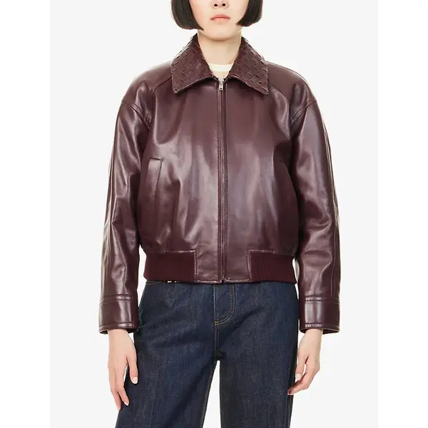 Bottega Veneta Regular-fit Leather Jacket With Ribbed Trims
