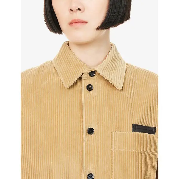 Bottega Veneta Corduroy Cotton Button-up Shirt - Pale Oak
