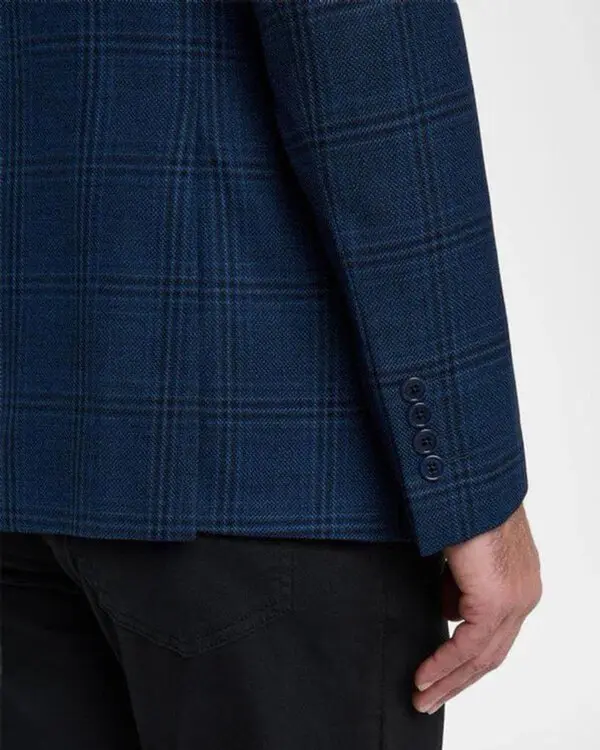 Emporio Armani Prince Of Wales Wool Sport Coat - Blue