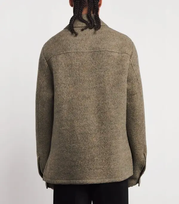 JIL SANDER Wool-blend Felted Melange Blouson Jacket - Beige