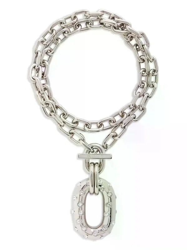 Rabanne Iconic Xl Chain-link Crystal Necklace - Silver