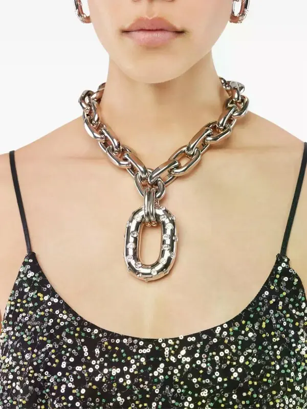 Rabanne Iconic Xl Chain-link Crystal Necklace - Silver