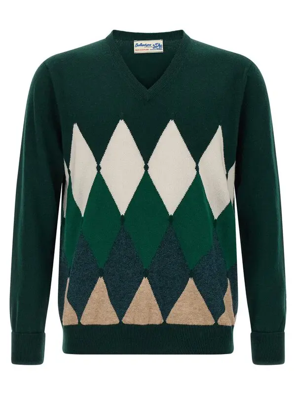BALLANTYNE Argyle Cashmere Sweater - Green