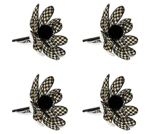 MACKENZIE-CHILDS As Is Set Of 4 Checkedflower Clips - One-color