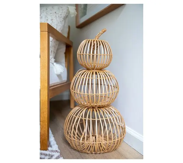 LAUREN MCBRIDE Indoor/outdoor 24' Poly Rattan Pumpkin Stack By - One-color