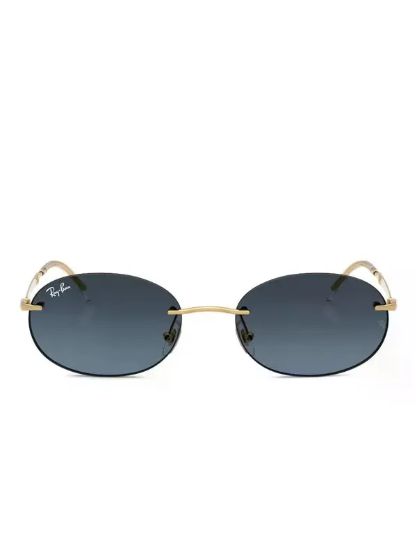 Ray-ban Oval-frame Rimless Sunglasses - Gold