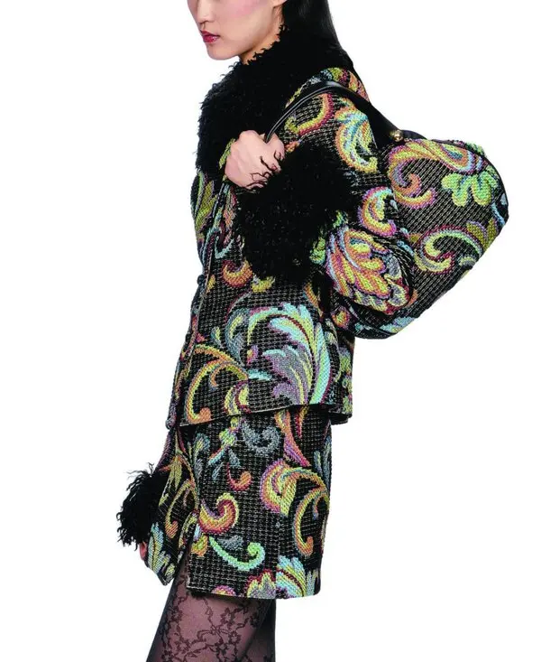 Anna Sui Tapestry Faux Fur Jacket - Black Multi
