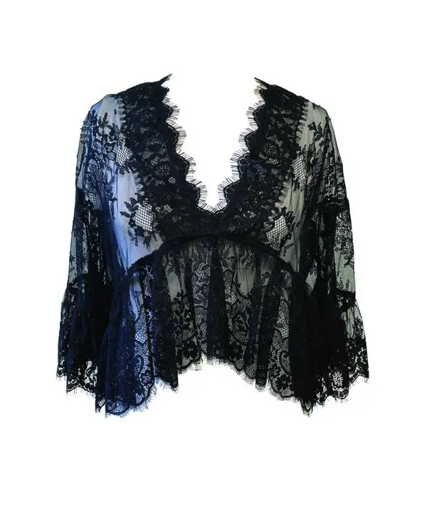 Anna Sui Victorian Lace V-neck Top