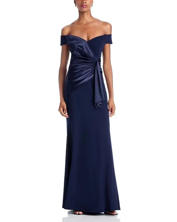 Eliza J Off-the-shoulder Ruched Gown