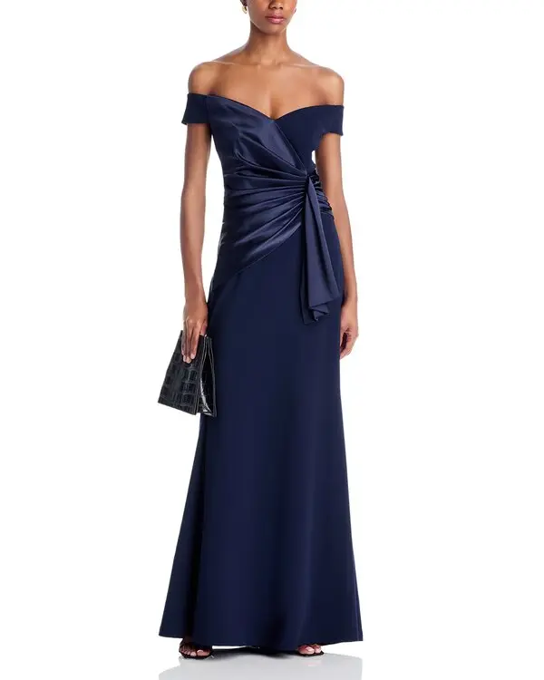 Eliza J Off-the-shoulder Ruched Gown