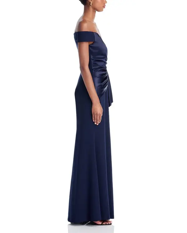 Eliza J Off-the-shoulder Ruched Gown