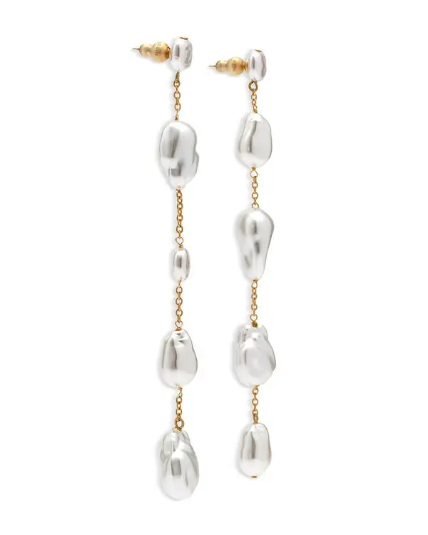 Cult Gaia Vana Imitation Pearl Linear Drop Earrings - Gold/pearl