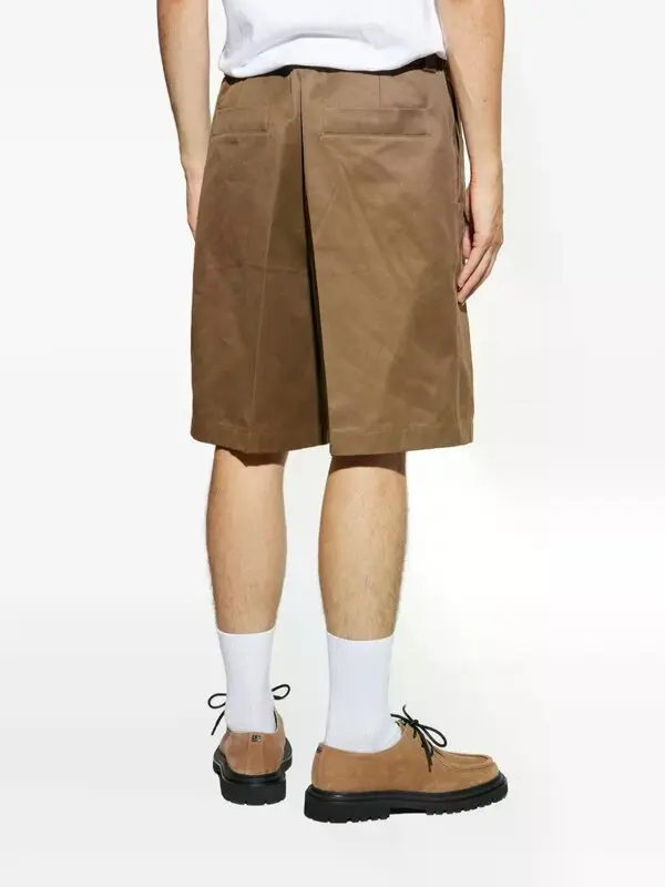 JIL SANDER Pleated Cotton Shorts