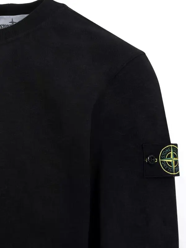Stone Island Logo-detail Crew-neck Sweatshirt - Black