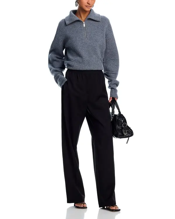 Helmut Lang Wool Half Zip Funnel Neck Sweater - Medium Grey