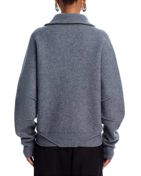 Helmut Lang Wool Half Zip Funnel Neck Sweater - Medium Grey