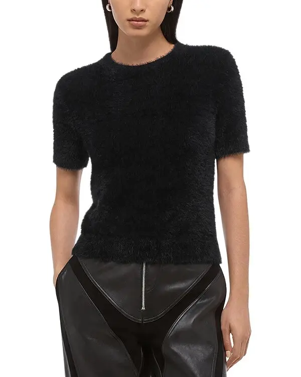Helmut Lang Cropped Eyelash Tee - Black