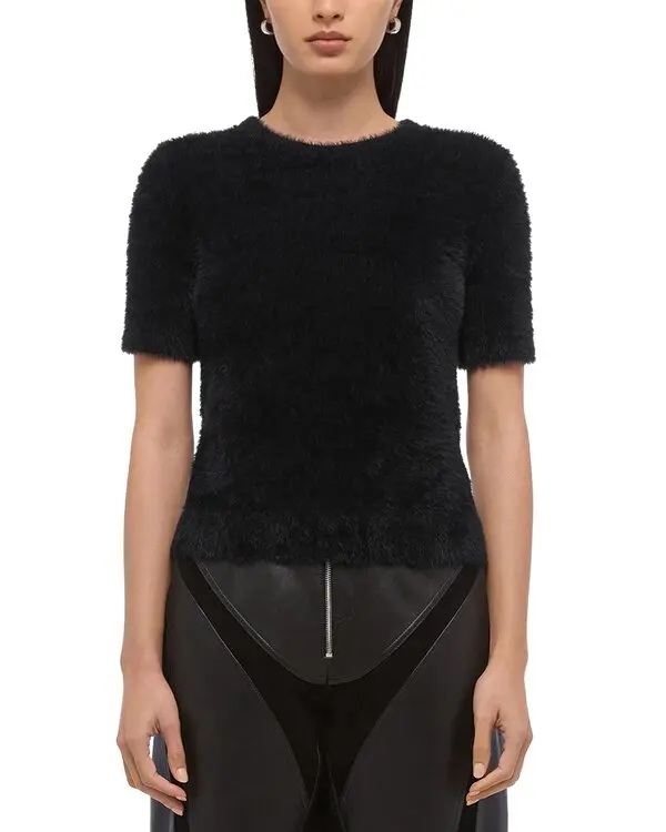 Helmut Lang Cropped Eyelash Tee - Black