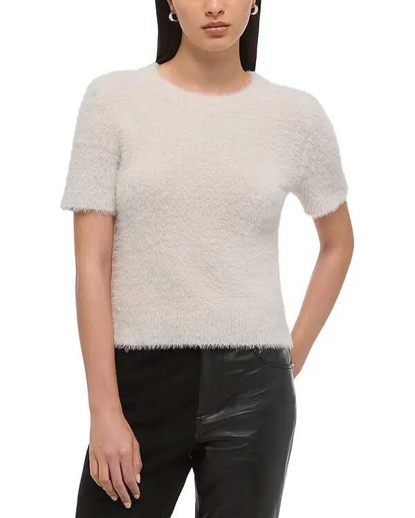 Helmut Lang Cropped Eyelash Tee - Ivory