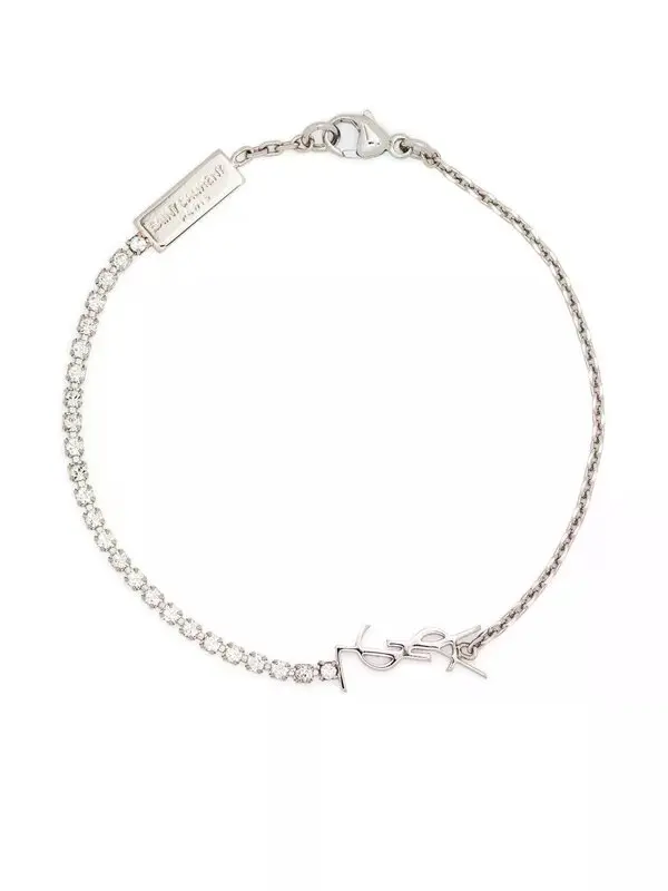 Saint Laurent Cassandre Charm Chain-link Bracelet - Silver