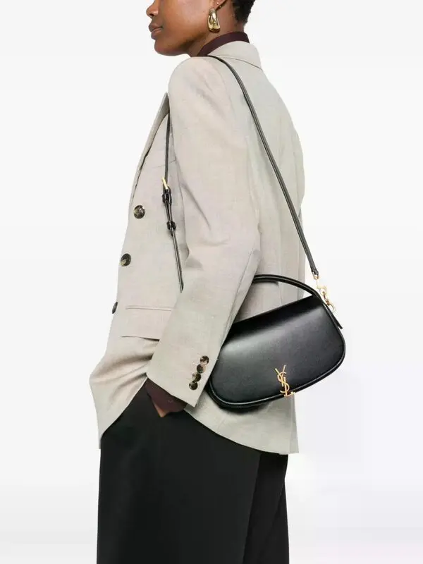 Saint Laurent Logo-plaque Curved Shoulder Bag - Black