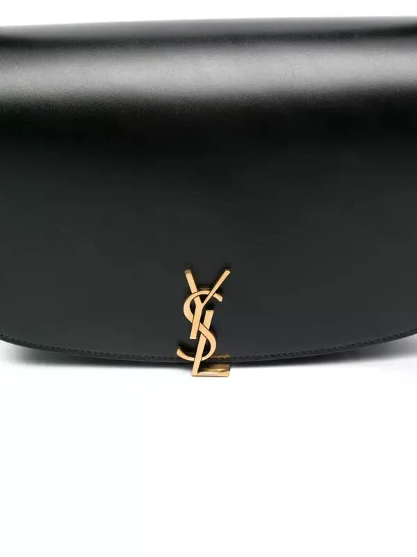 Saint Laurent Logo-plaque Curved Shoulder Bag - Black