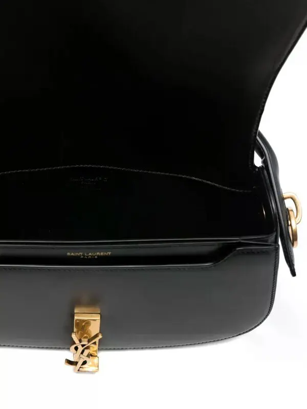 Saint Laurent Logo-plaque Curved Shoulder Bag - Black