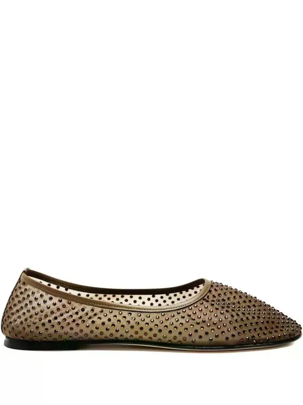 Dear Frances Balla Crystal-embellished Ballet Flats - Brown