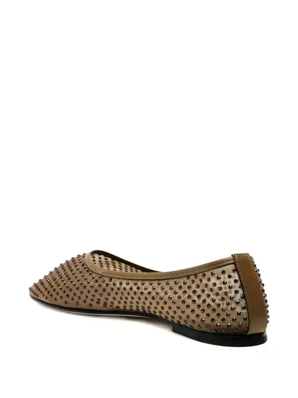 Dear Frances Balla Crystal-embellished Ballet Flats - Brown