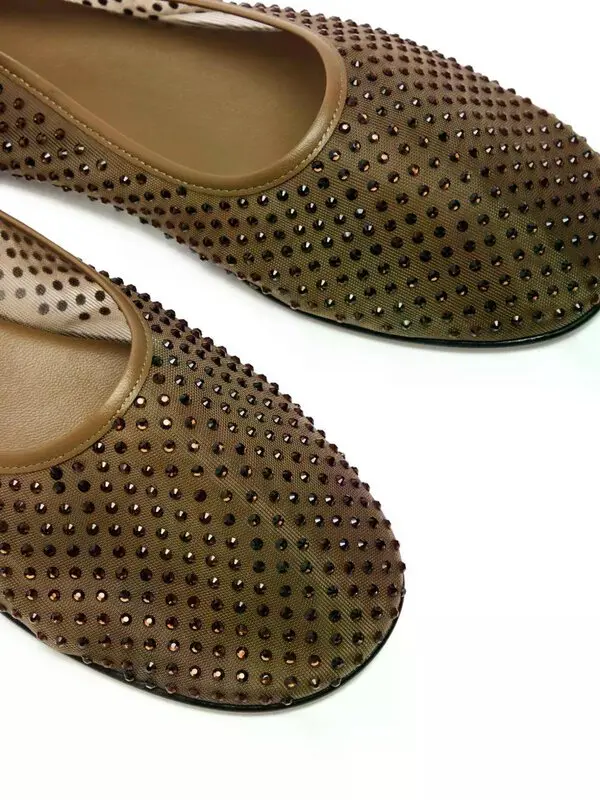 Dear Frances Balla Crystal-embellished Ballet Flats - Brown