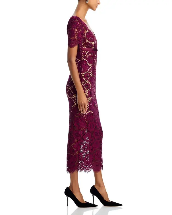 princess polly baby blue dress Burgundy Floral Lace Trim Dara Midi Dress main image 0
