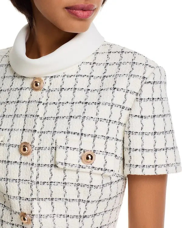 SELF-PORTRAIT Windowpane Check Boucle Mini Dress